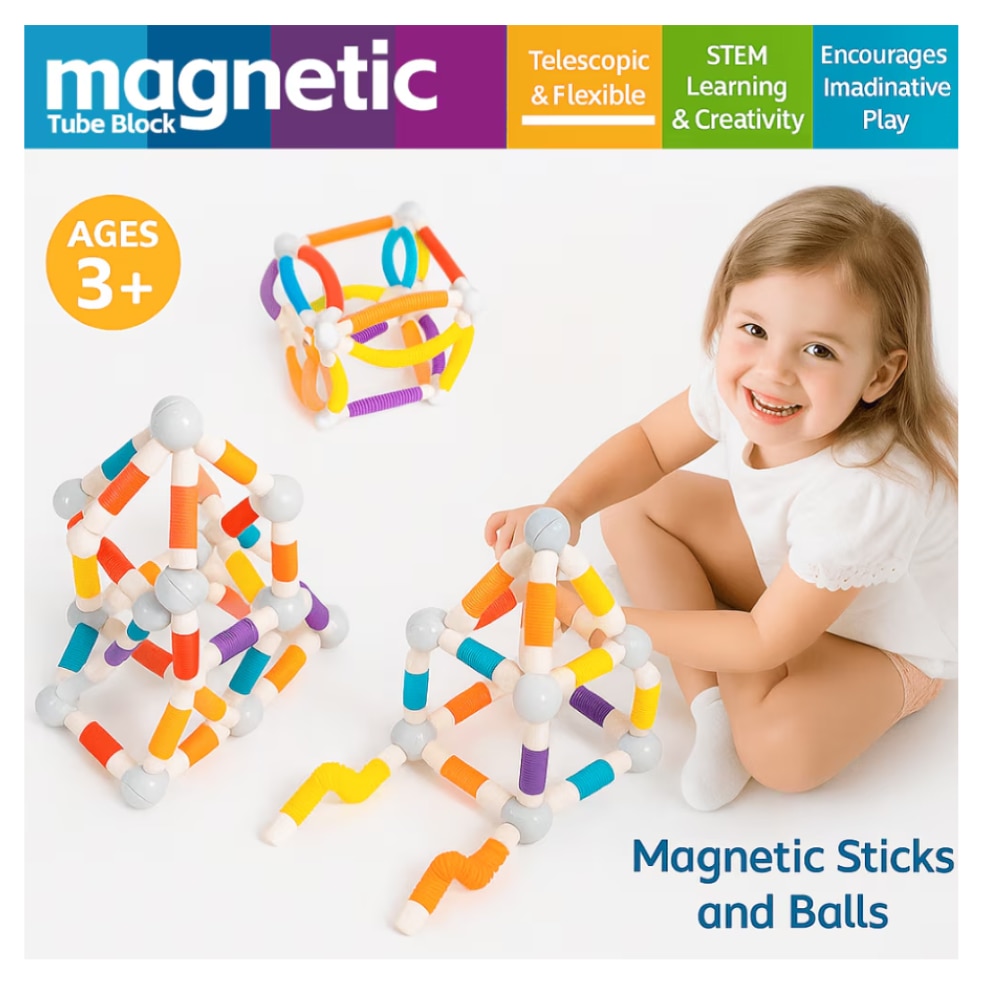 Joc Constructie, Flexible Magnetic Tube Sticks, GHEMOTOC®, 3D, jucarii ...