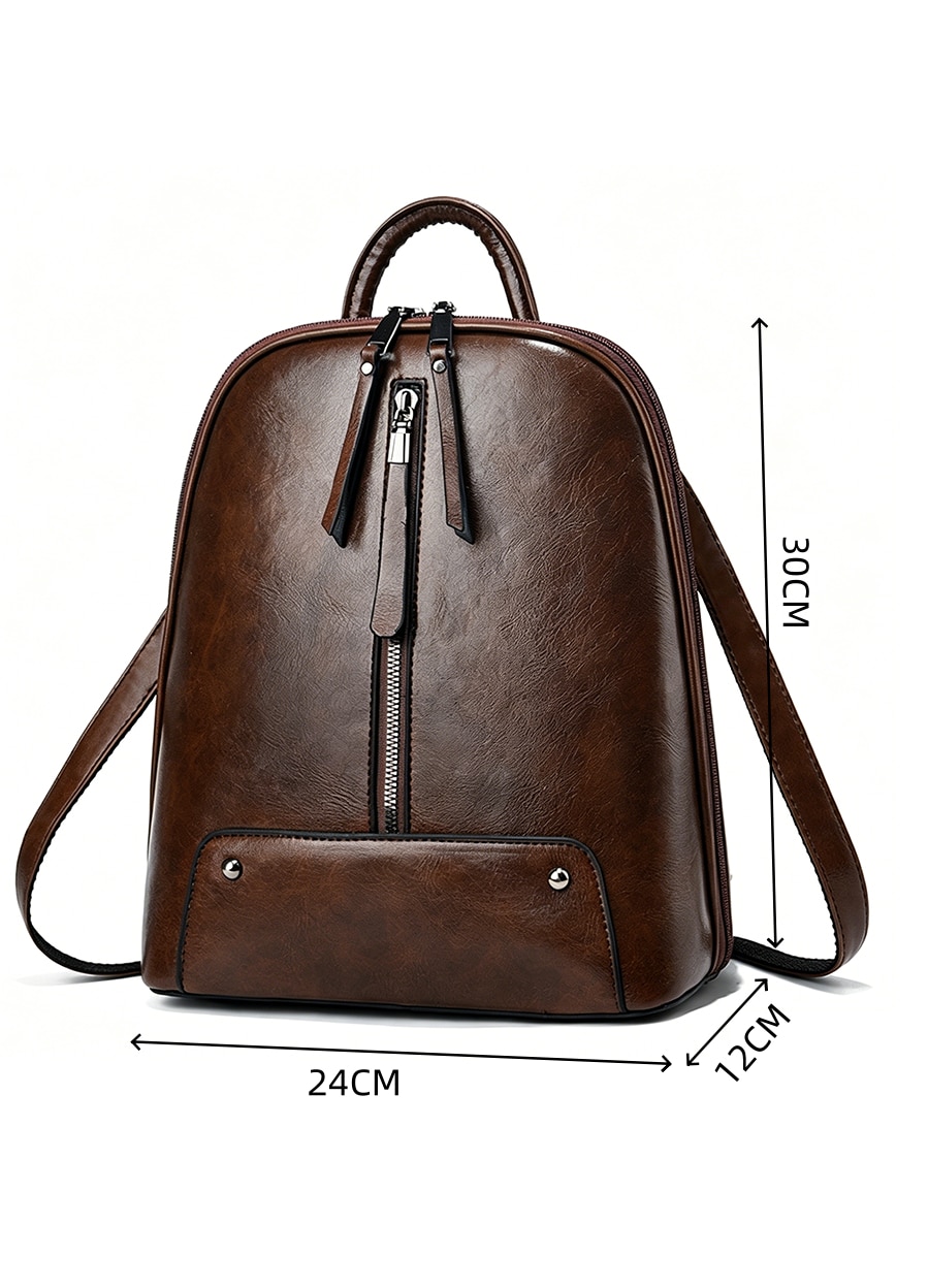Rucsac dama Lurindu piele naturala maro 24x12x30cm ajustabil ...