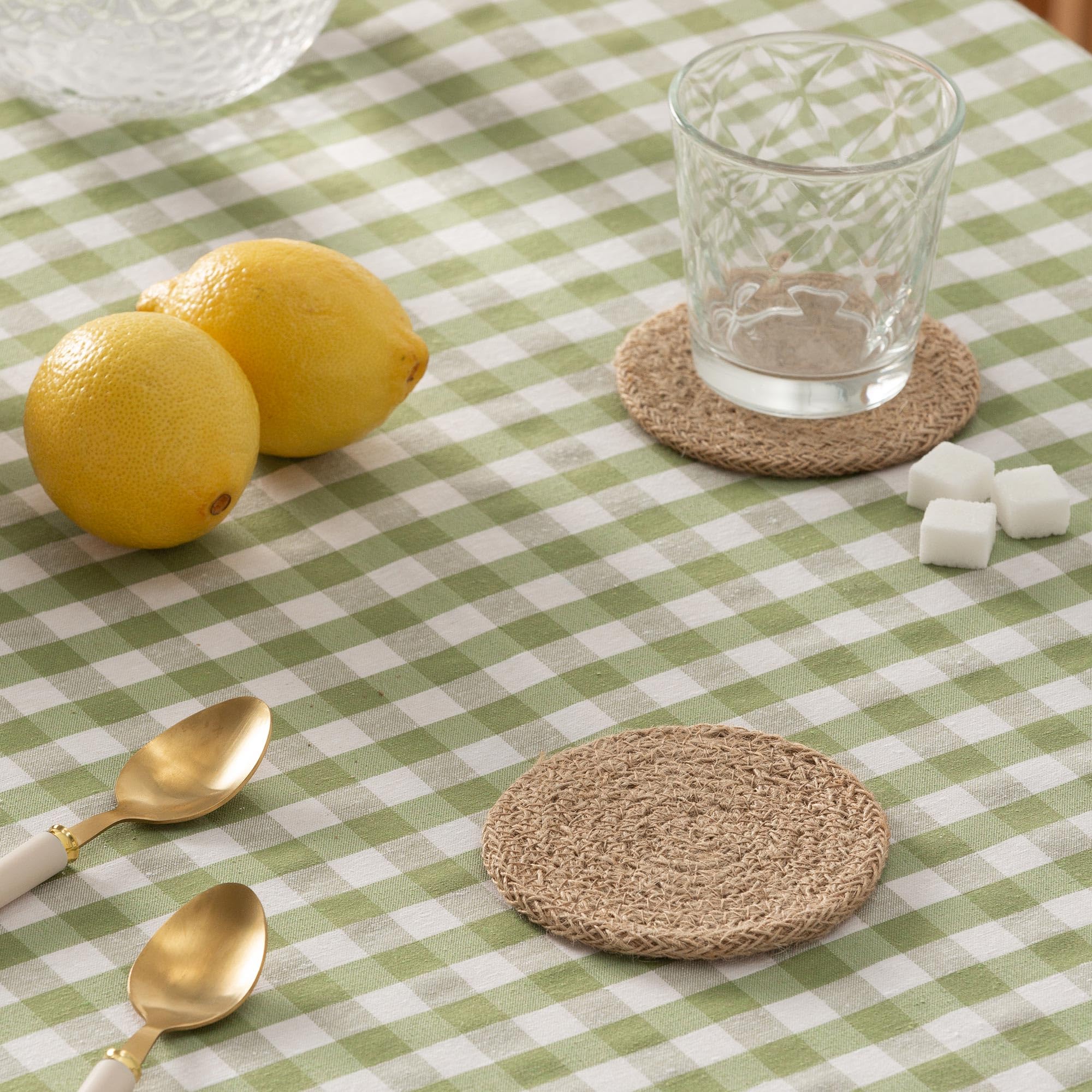 Set 4 Suporturi De Pahare, Iuta, Protectie Suprafete, 10x10 cm, Natural ...