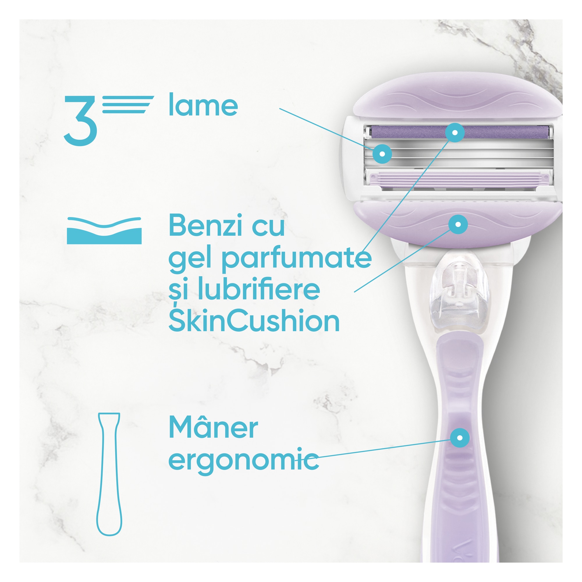Aparat de ras pentru femei Gillette Venus ComfortGlide Breeze + 2 ...