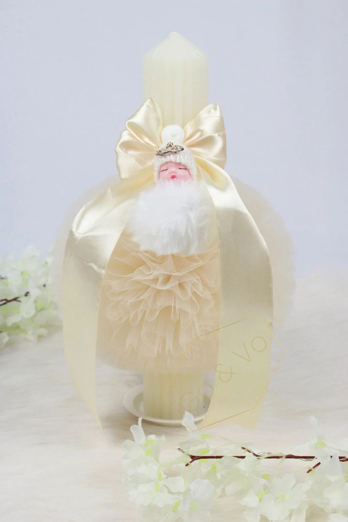 Trusou botez cu lumanare, "Cu drag de la nasi" – Set complet botez, 8 ...