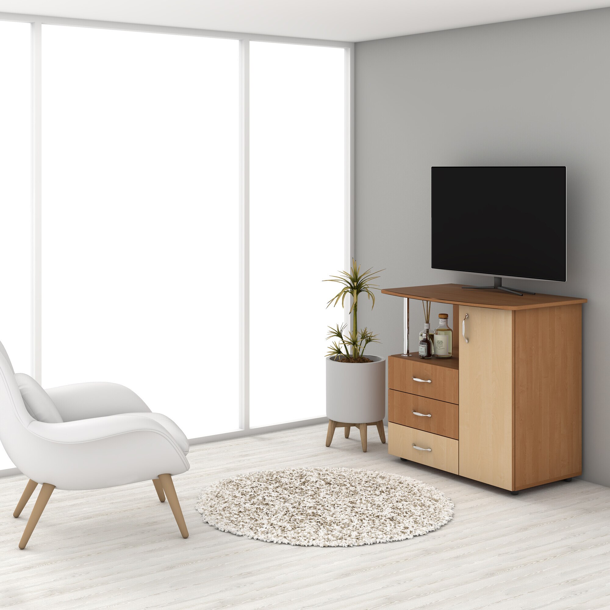 Comoda TV, Viva I, 80x50x78cm, Cires/Mesteacan - eMAG.ro