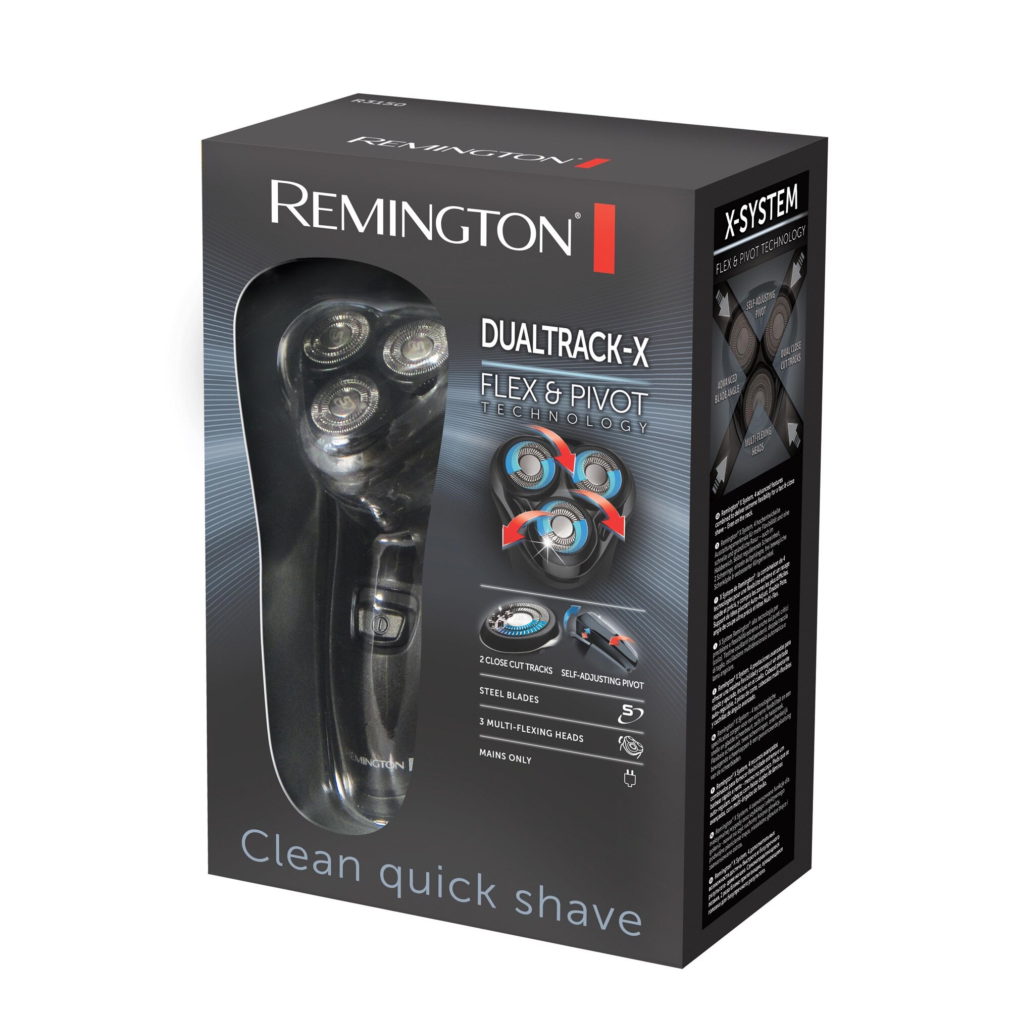 Aparat de ras Remington R3150, 3 capete, Flex&Pivot, inox - eMAG.ro