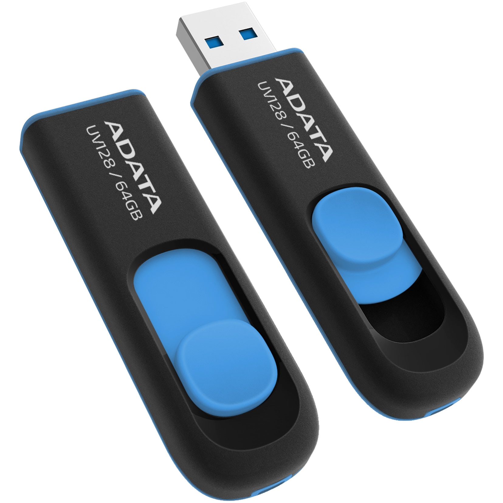 Memorie USB ADATA UV128, 64GB, USB 3.2, Black-Blue - eMAG.ro