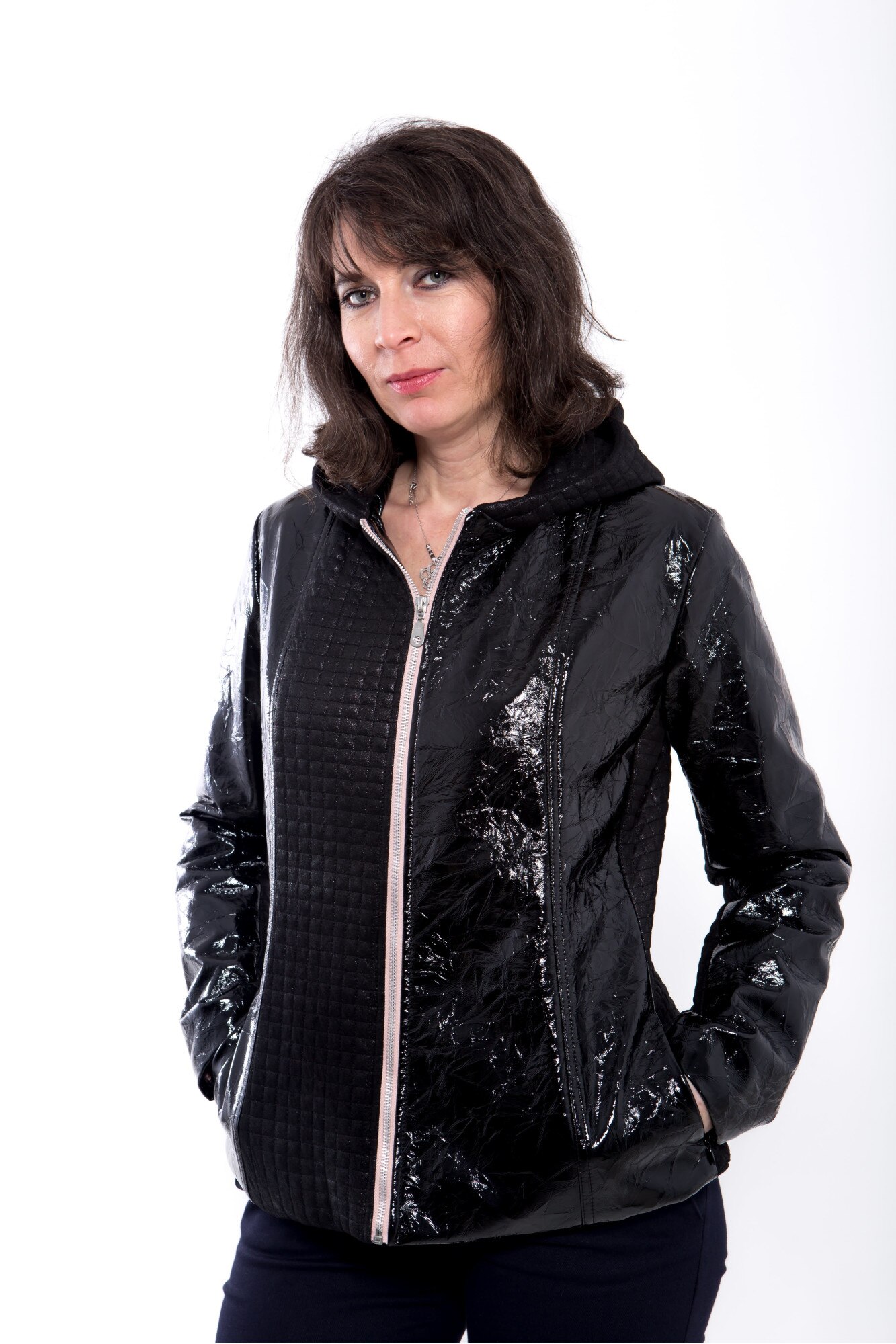 Geaca impermeabila dama, Stephanie Anais, Piele sintetica, Negru, 34 EU ...