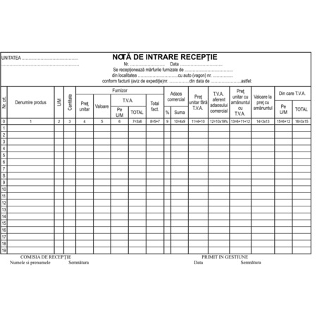Nota intrare receptie cu tva autocopiativa A4 - eMAG.ro