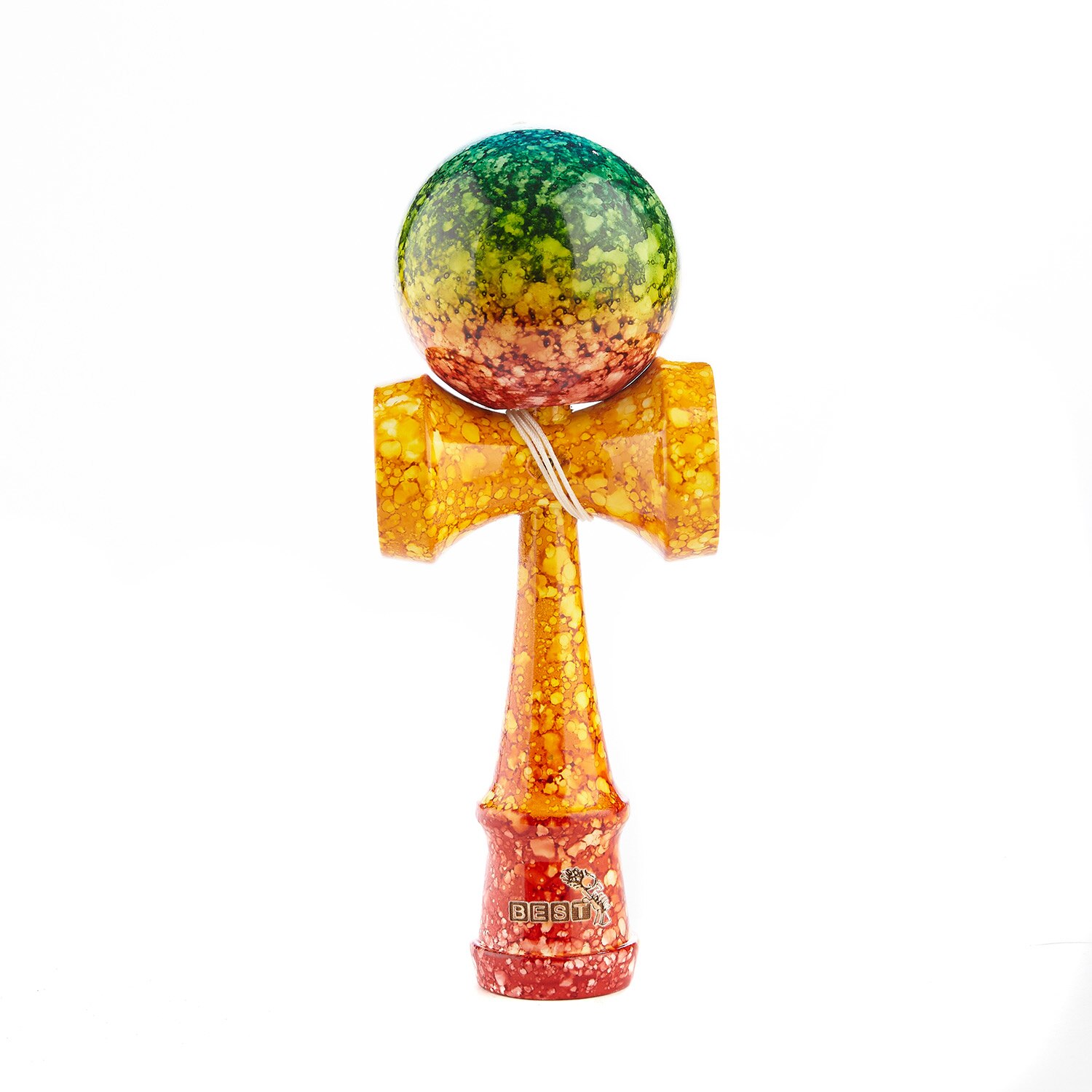 Kendama de concurs BEST Deluxe Marble 18,5 cm portocaliu si rosu model ...