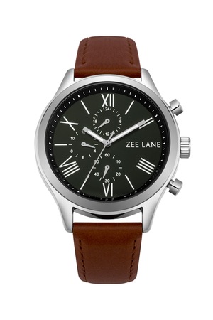 Zee Lane Collection, Часовник с кожена каишка, Тъмнокафяв - eMAG.bg