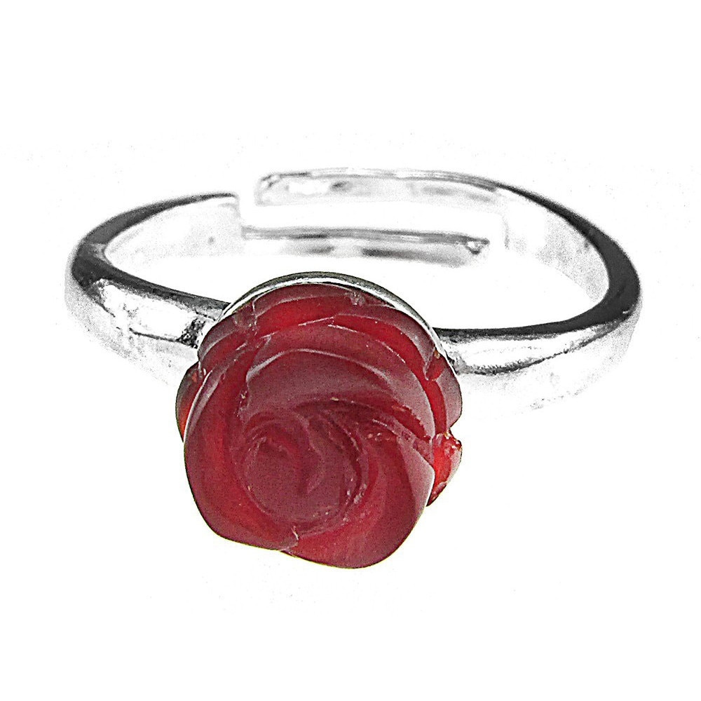 Inel argint reglabil cu trandafir carneol natural, GlamBazaar ...