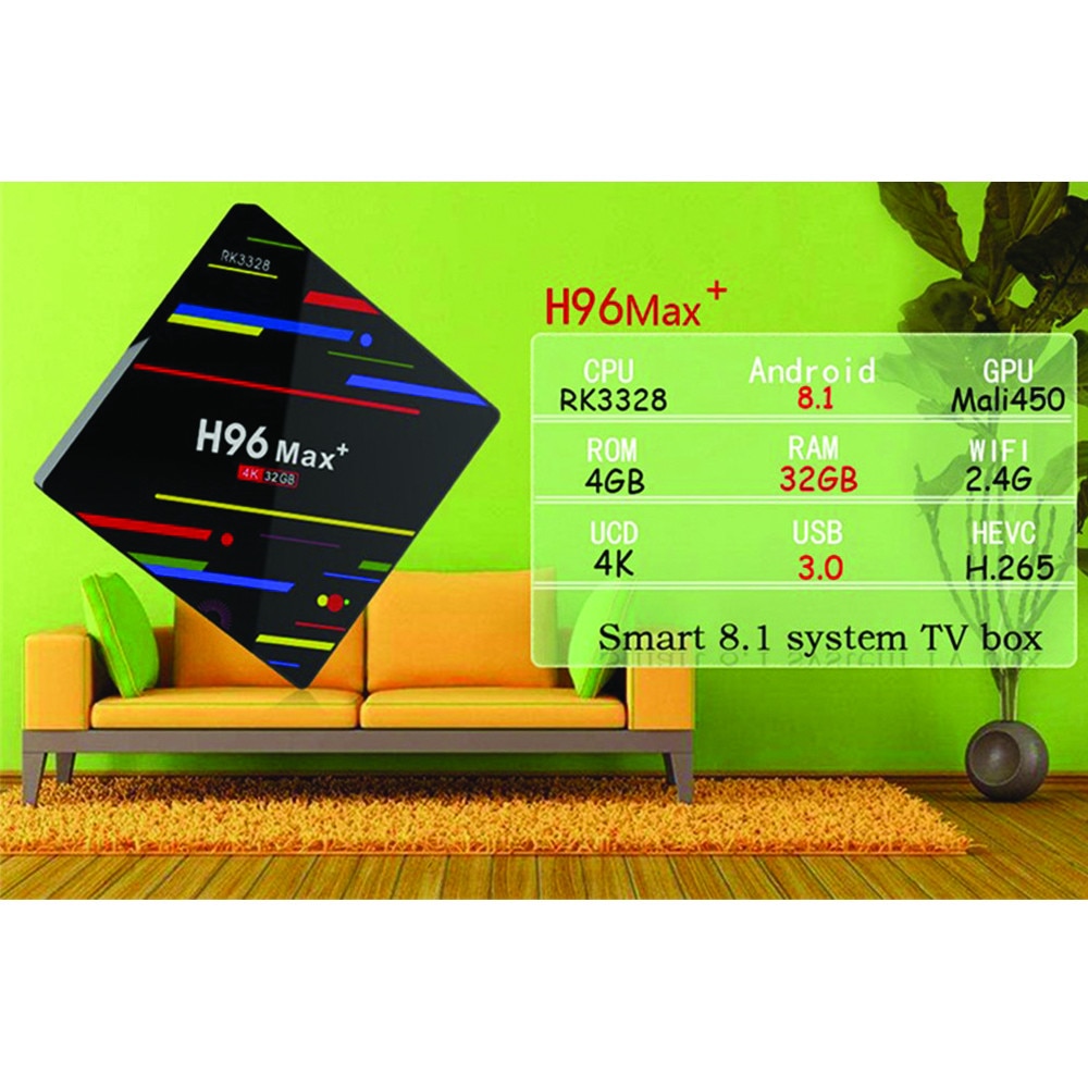 Mini PC TV Box H96 Max+, 4K, Quad-Core, 4GB RAM, 32GB, WiFi dual band 2 ...