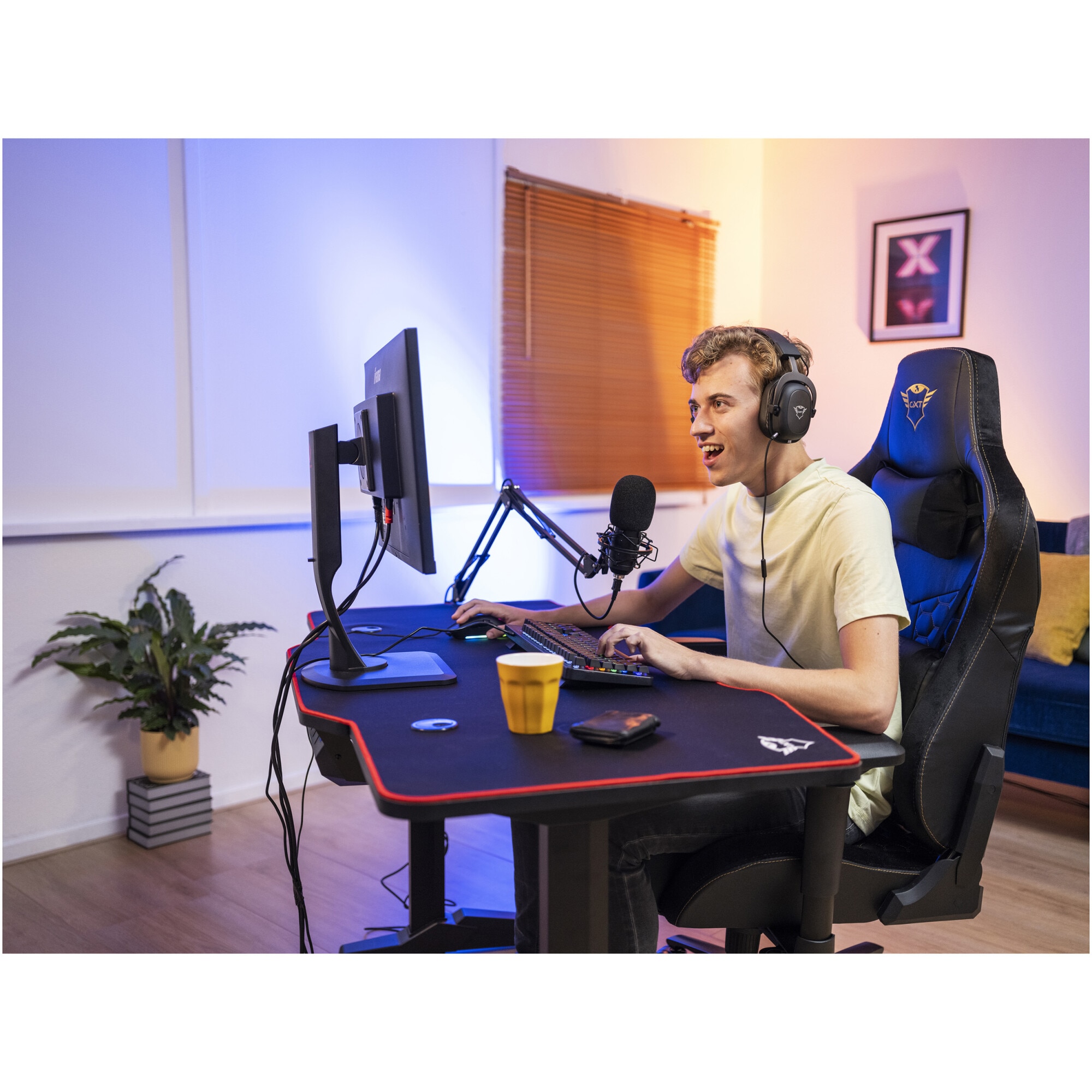 Microfon stand Trust Emita Plus GXT252, cardioid, ajustabil, pentru ...