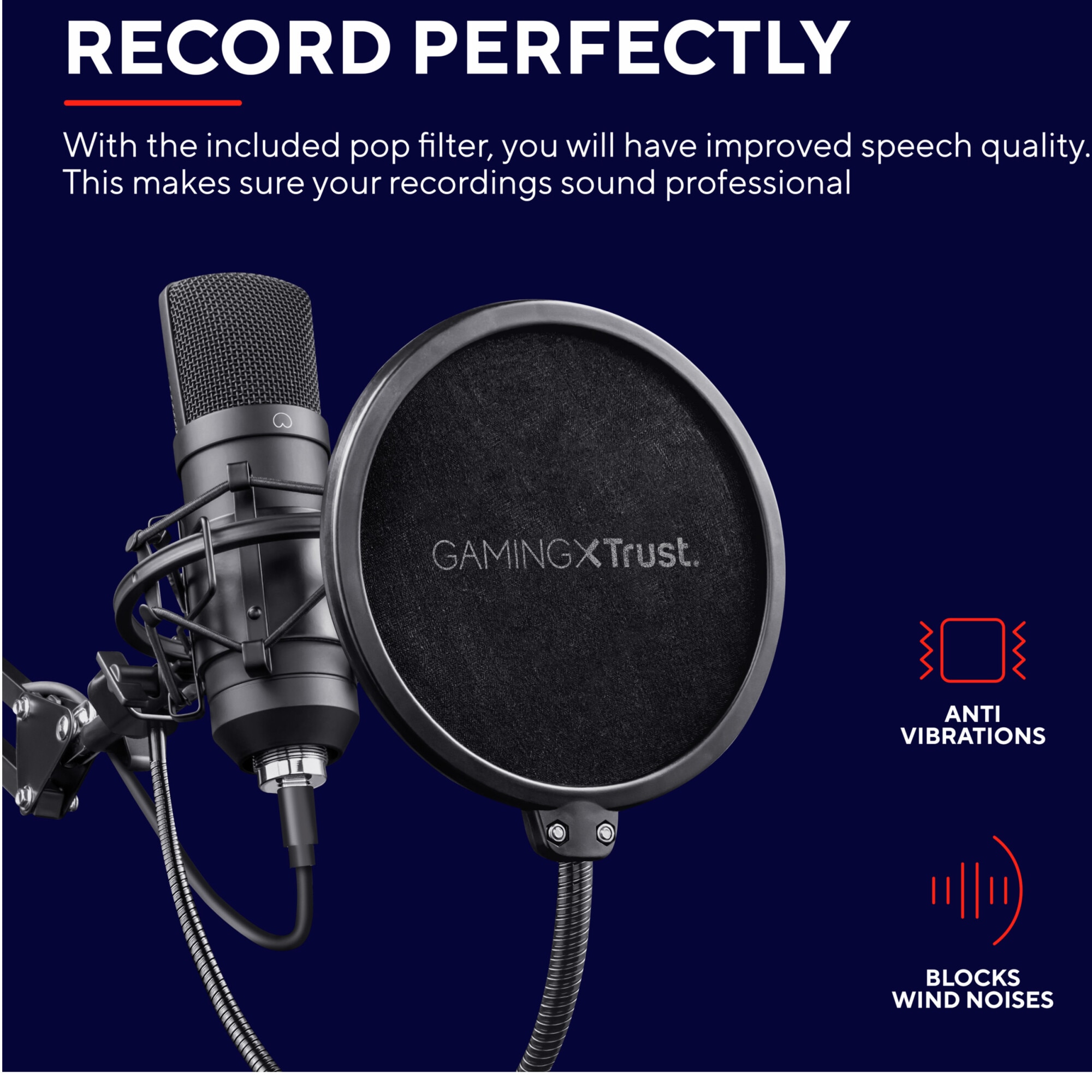 Microfon stand Trust Emita Plus GXT252, cardioid, ajustabil, pentru ...