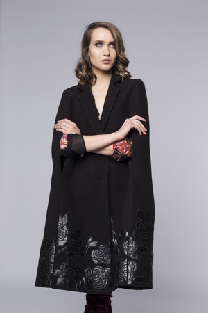 Capa stofa aplicatii piele, SILK LOVE & LACE, negru, 40 - eMAG.ro