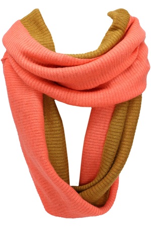 Fular circular de iarna, din bumbac in 2 culori, coral maro, Camelia ...