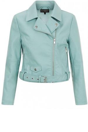 Geaca din piele ecologica, New Look, culoare verde menta, marime 44 ...