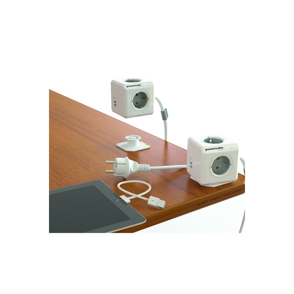 Power cube design, multipriza,alb,Schrack,4 prize si 2 iesiri USB - eMAG.ro
