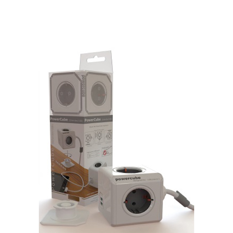Power cube design, multipriza,alb,Schrack,4 prize si 2 iesiri USB - eMAG.ro