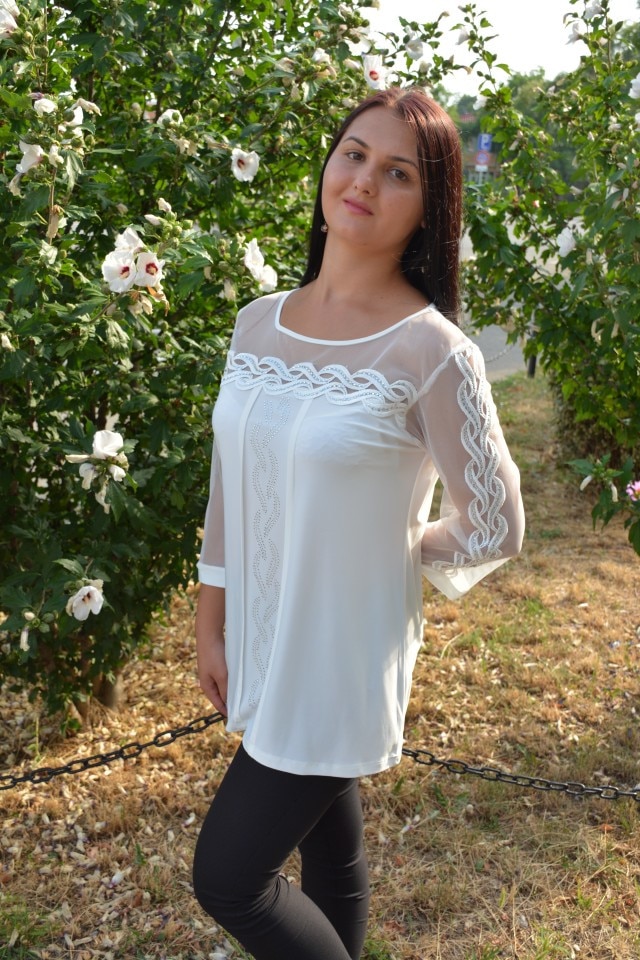 Bluza de ocazie, cu maneca aproape lunga, transparenta, D&J Exclusive ...