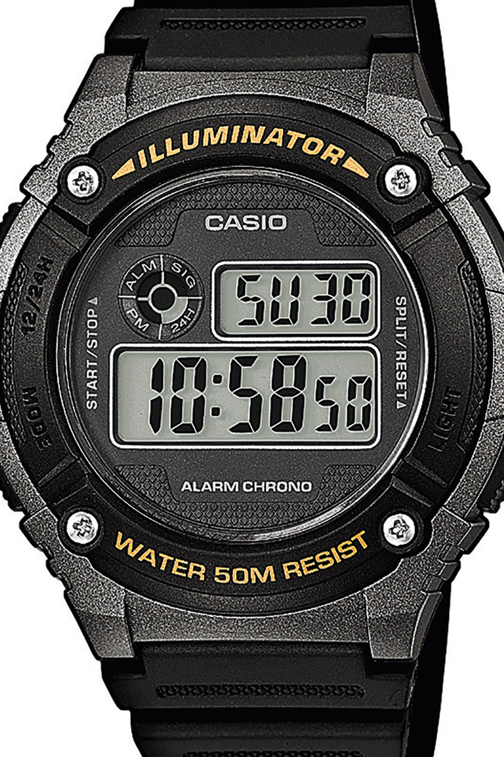 Casio, Ceas cronograf digital cu o curea de rasina, Negru - eMAG.ro