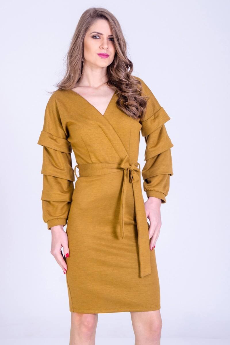 Rochie, Mustar, Casual din Tricot Elastic, M - eMAG.ro