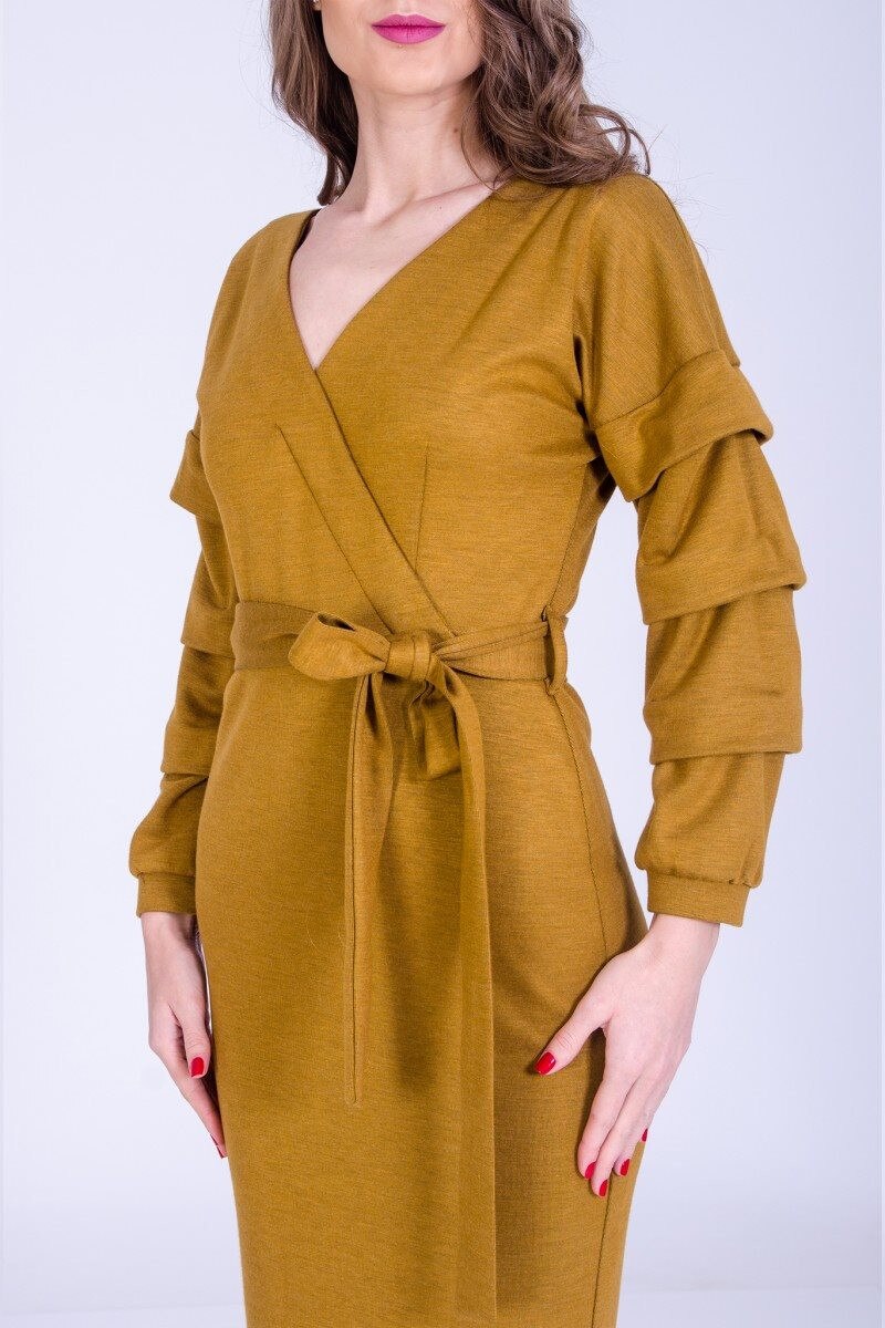 Rochie, Mustar, Casual din Tricot Elastic, M - eMAG.ro