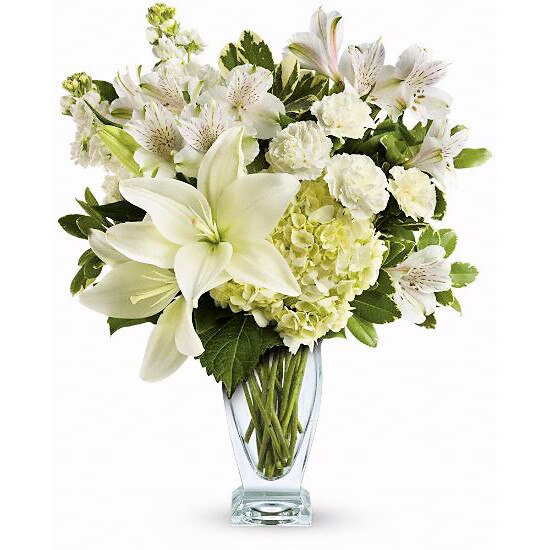 Buchet hortensia, crin asiatic, alstroemeria si garofite - Arctic Queen ...