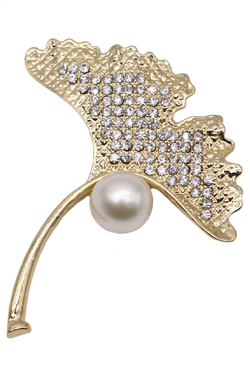 Brosa pentru haine, in forma de frunza, cu cristale si imitatie de ...