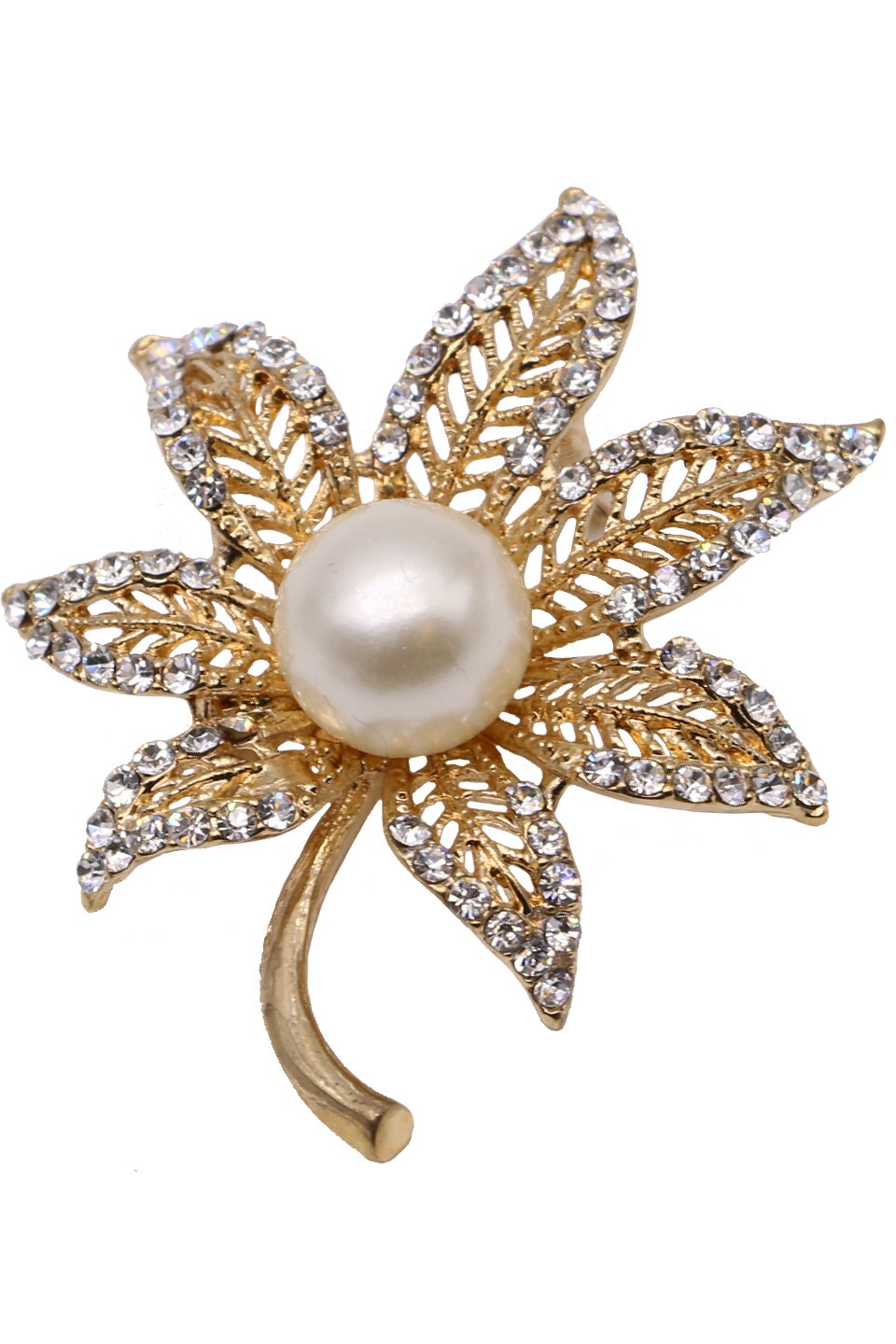 Brosa pentru haine, in forma de frunza, cu cristale si imitatie de ...