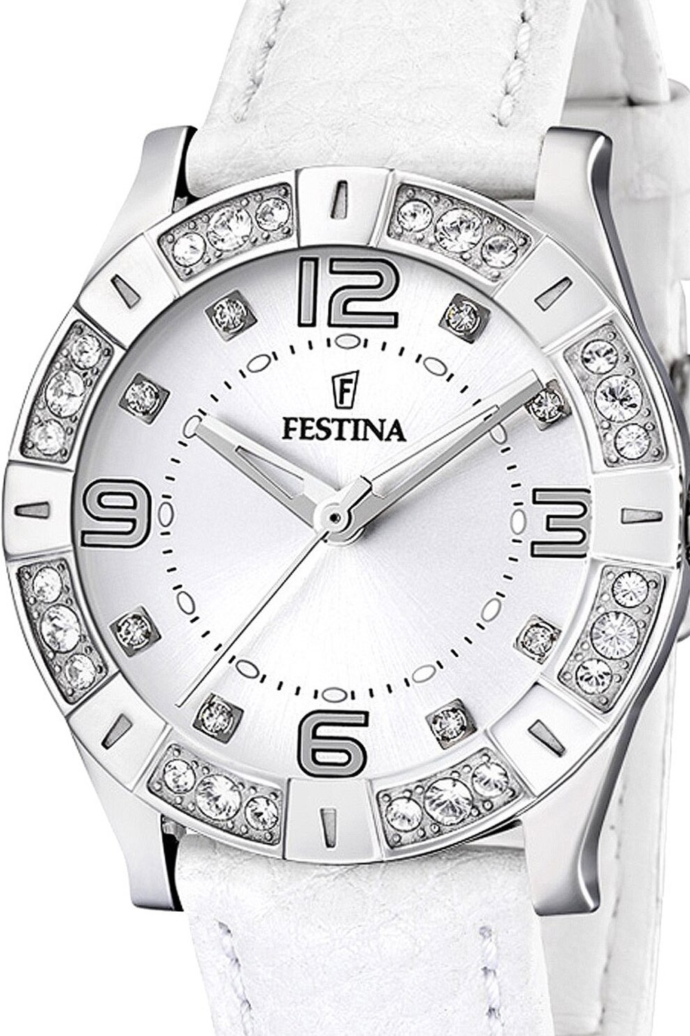Festina, Овален часовник с кристали, Бял - eMAG.bg