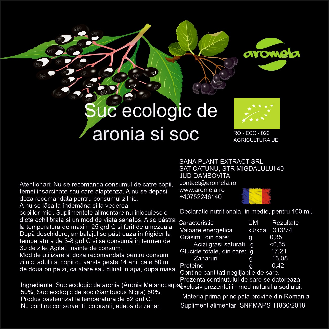 Aromela - Suc Natural 3L Aronia si Soc, 100% fruct presat la rece, suc ...