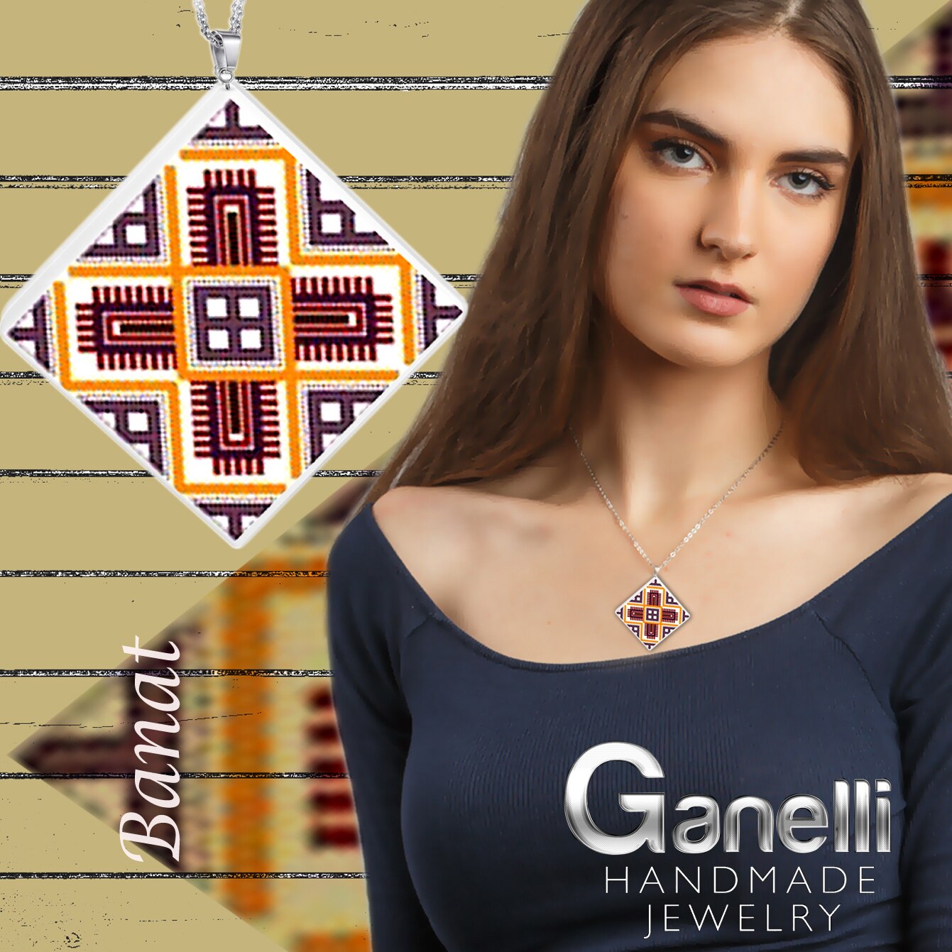 Керамична висулка GANELLI с румънски национални мотиви от Банат модел 3 ...