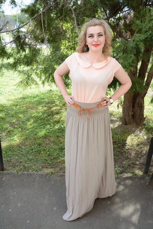 Fusta rafinata, lunga, D&J Exclusive, Bej, 40 EU - eMAG.ro