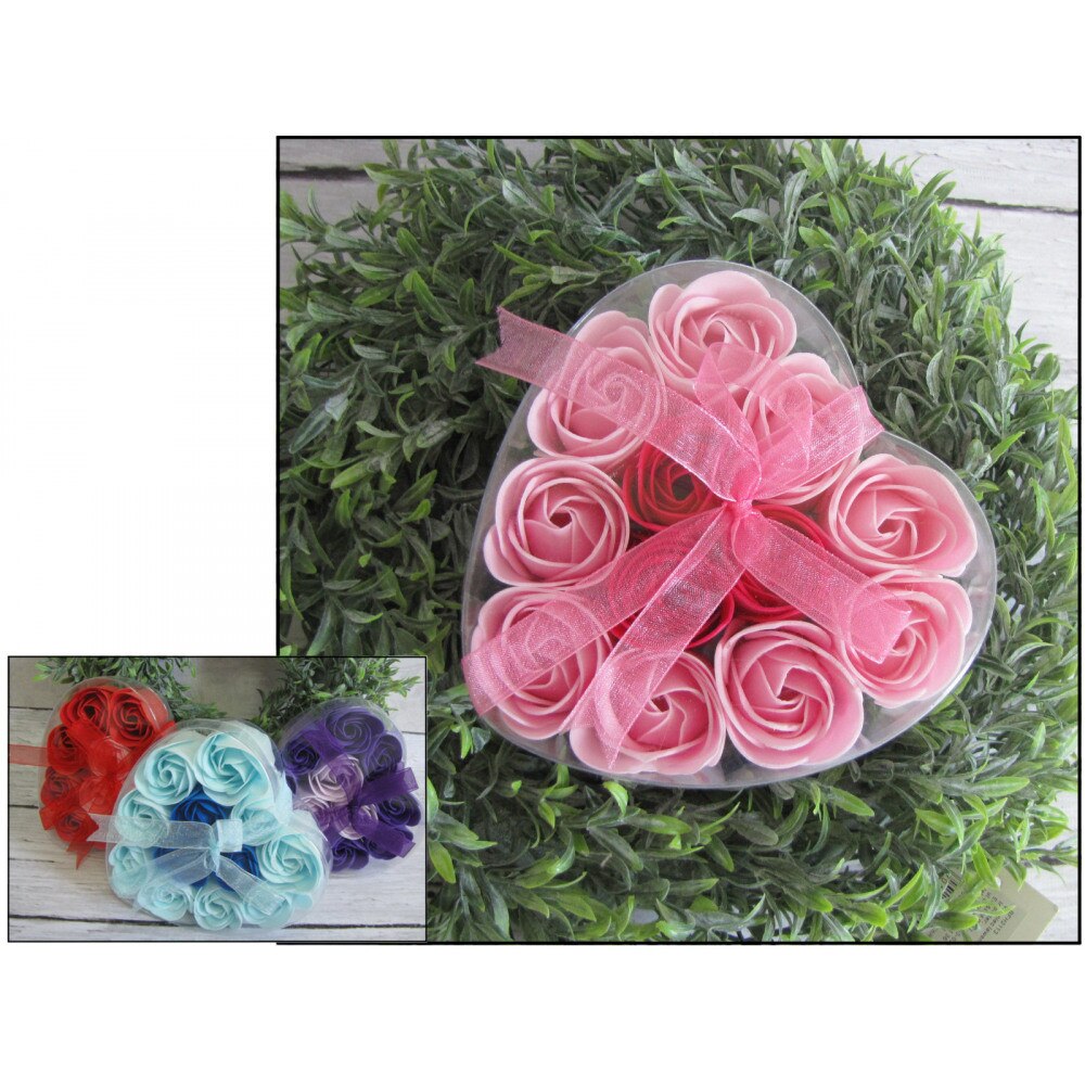 Set cadou inimioara sapun roz/rosu petale de trandafiri - eMAG.ro