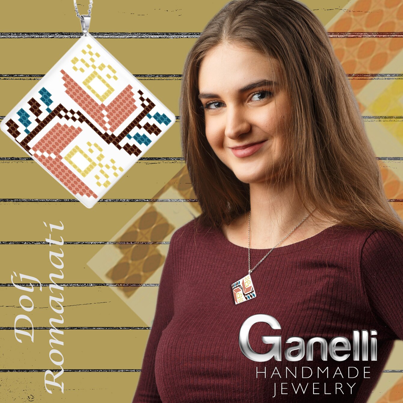 GANELLI kerámia medál román nemzeti motívumokkal Olténiából, Dolj ...