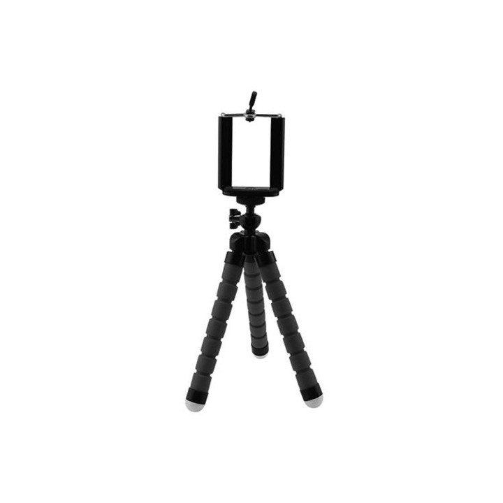 Trepied ajustabil telefon / camera cu cap rotativ, Negru - eMAG.ro