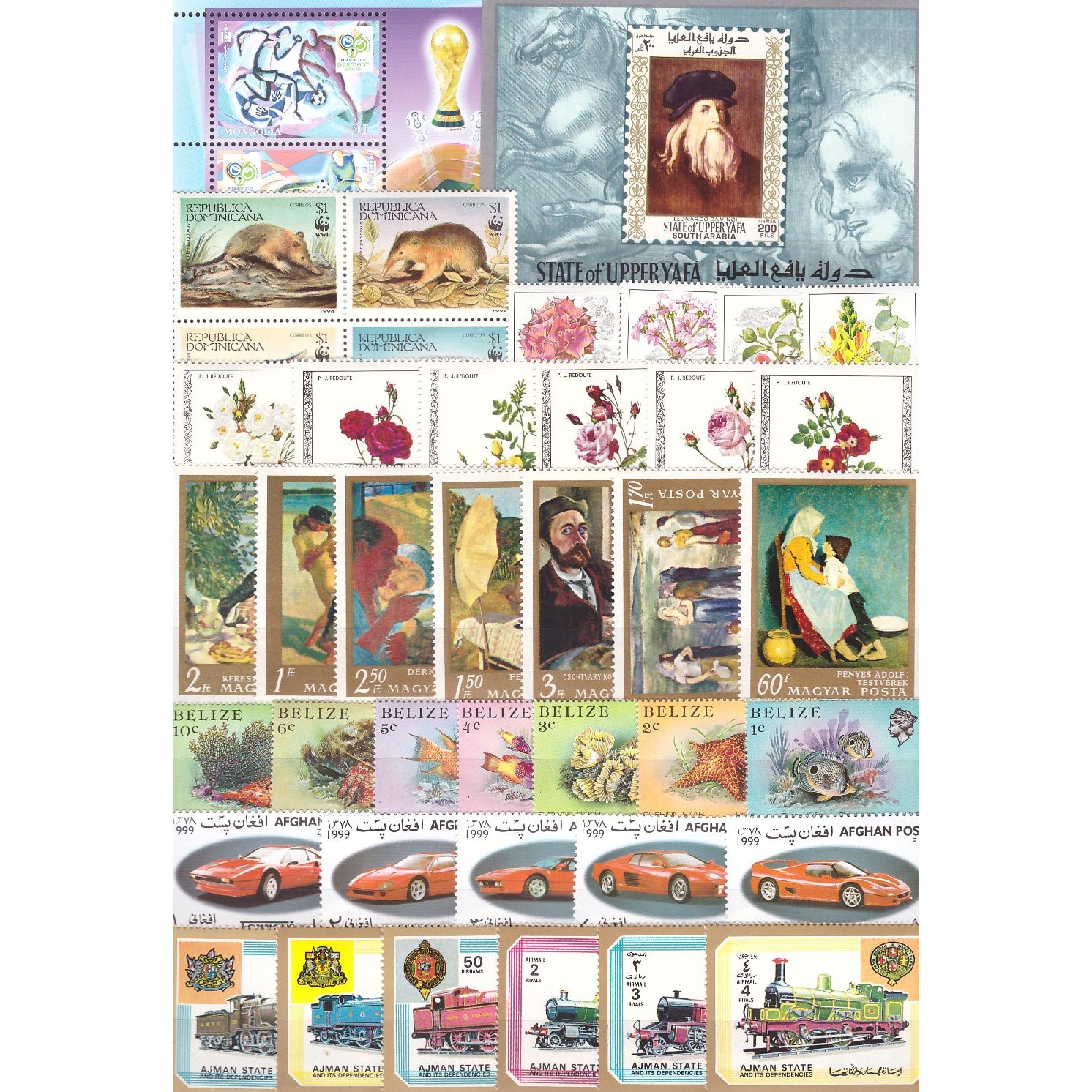 Filatelie, pachet colite si timbre nestampilate de pe 4 continente ...