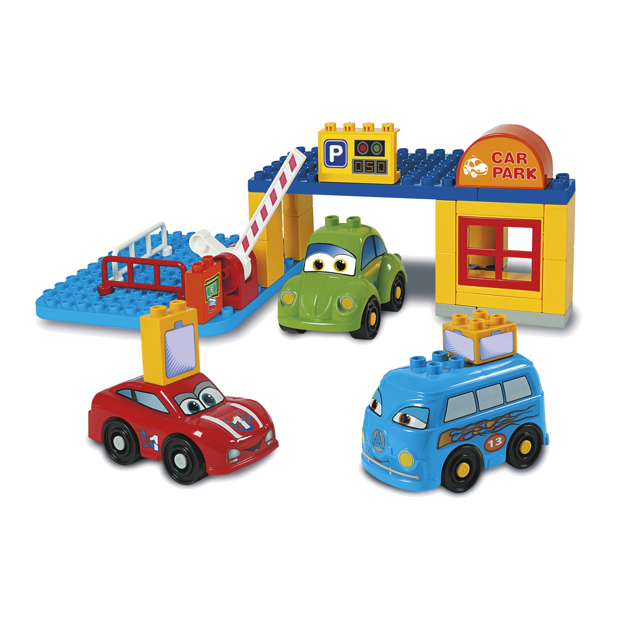 Set constructie cuburi plastic pentru copii in galetusa Unico Cars for ...