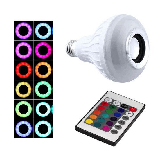 Bec cu boxa, tip LED, Soclu E27, Bluetooth, RGB, Compatibil iOS/Android ...