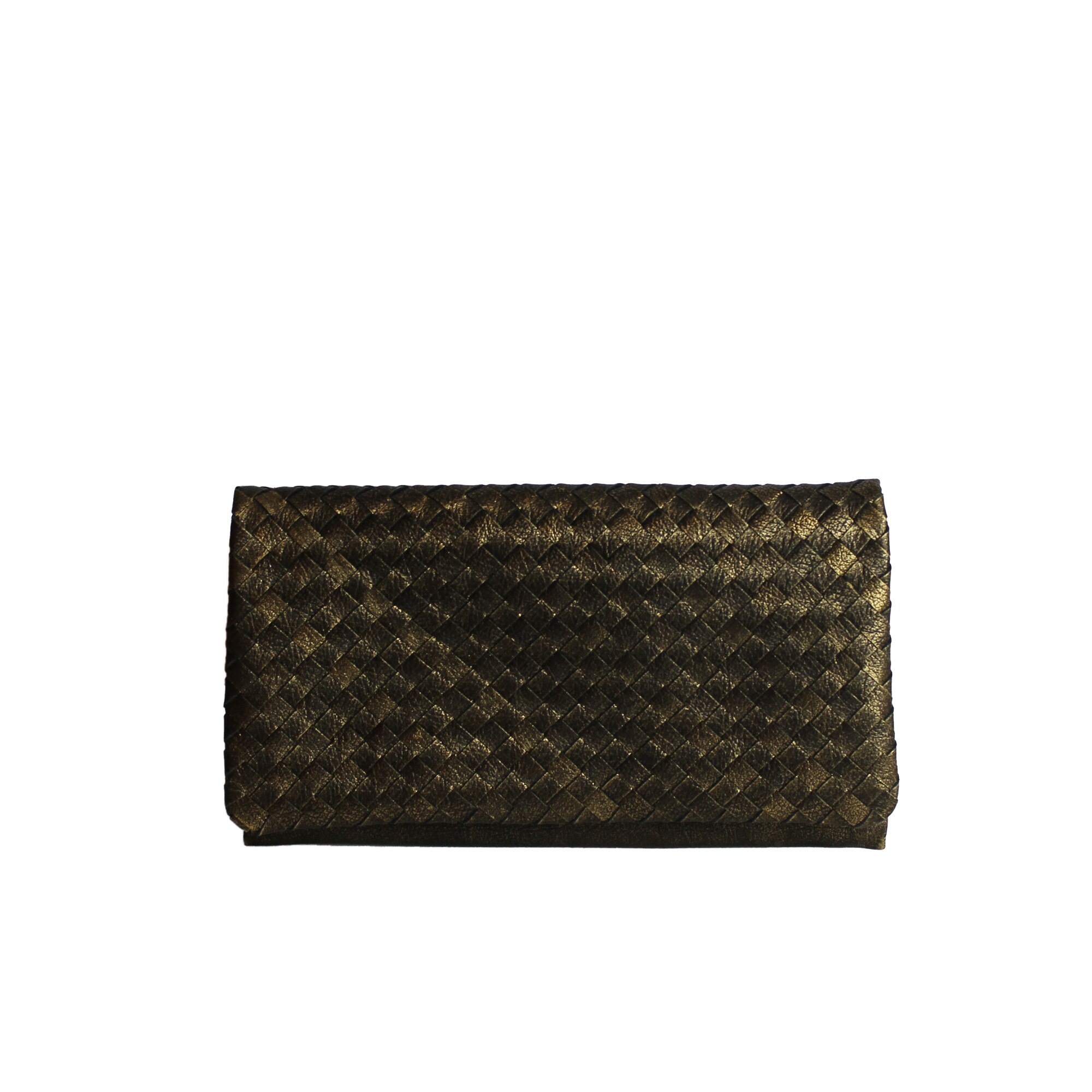 Geanta plic din piele naturala impletita manual, Dellaconte, Bronz ...