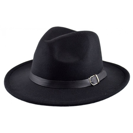 Palarie Neagra din Fetru cu banda piele - eMAG.ro