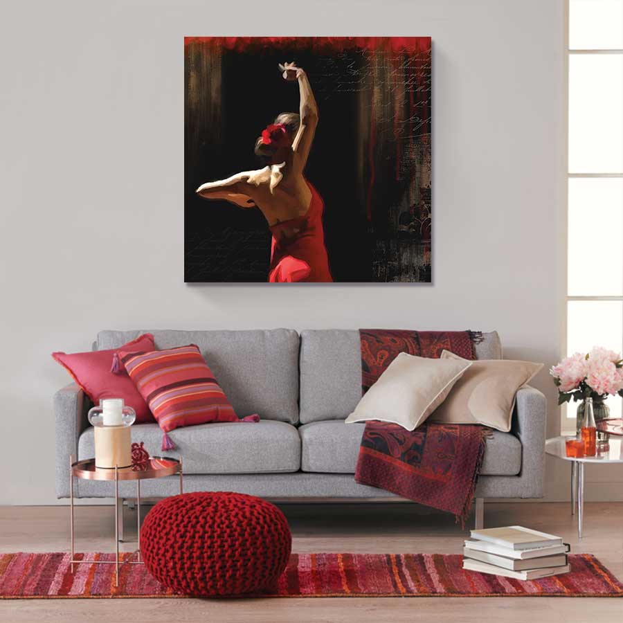Картина на платно - Танцьорка, Жена, Танц, Фламенко, 100 x 100 cm - eMAG.bg