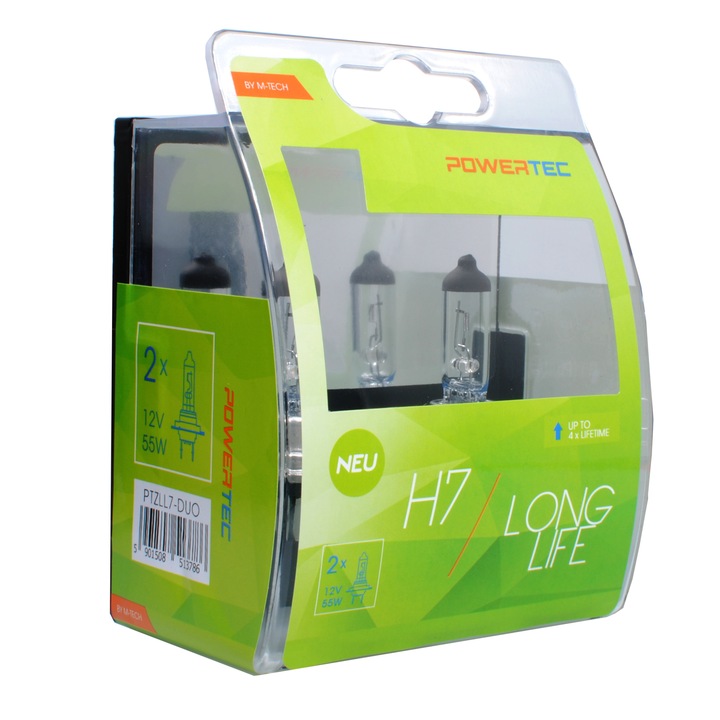 Комплект крушки H7 Powertec Long Life duo 2 бр - eMAG.bg