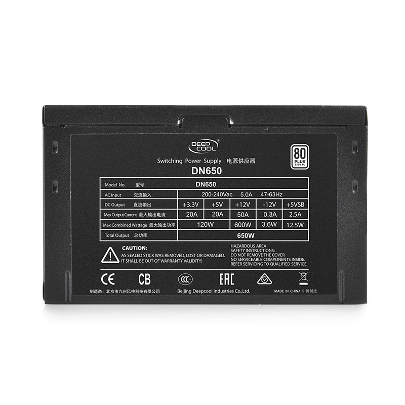 Захранващ блок DeepCool DN650, ATX, 12V v2.4, 80 Plus Bronze, 230V ...