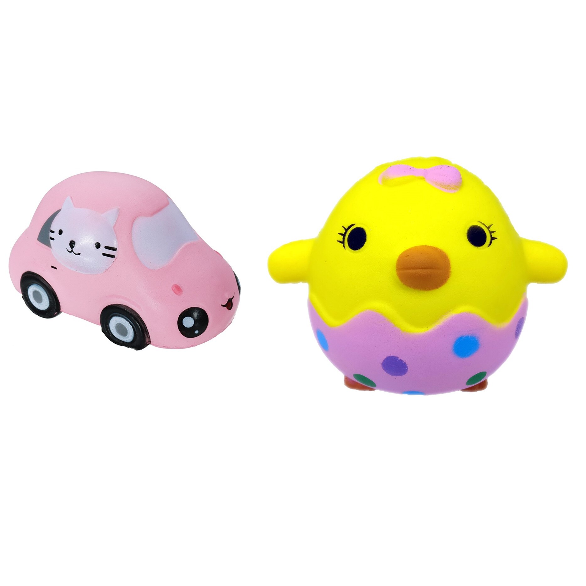 Set jucarii interactive Squishy Sunny Masinuta Roz si Puisor de gaina ...