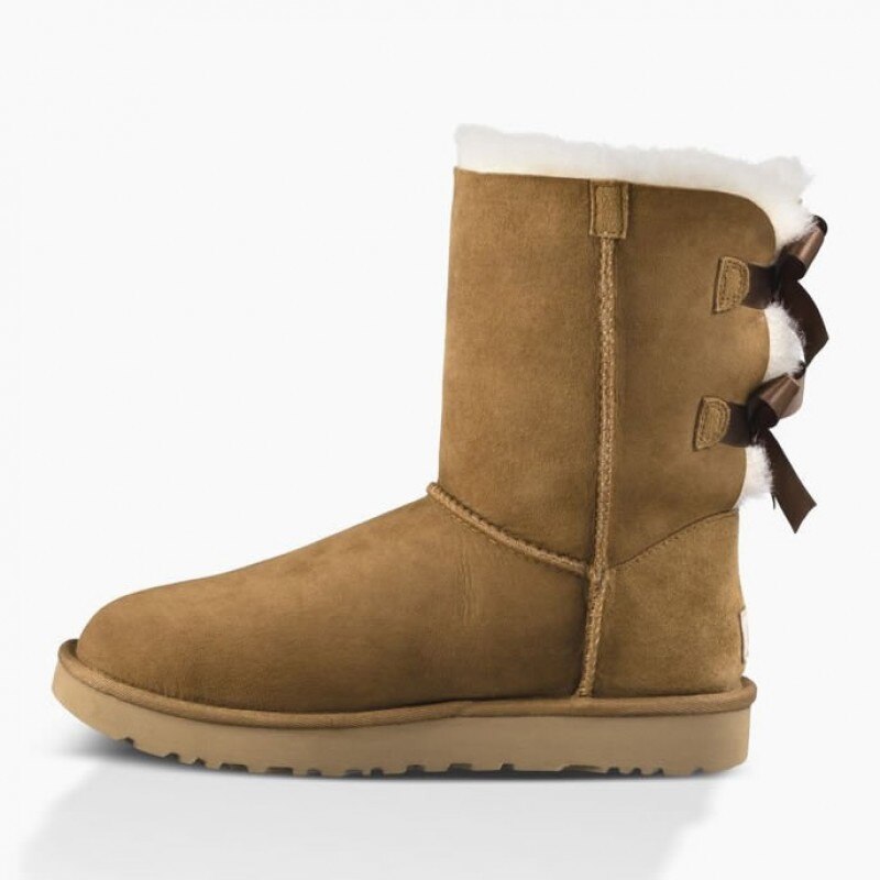 Cizme Dama, UGG, Bailey Bow II Short - Chestnut, 1016225-CHE, Maro, 37 ...