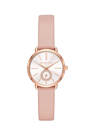 Michael Kors, Аналогов часовник Portia с кожена каишка, Праскова - eMAG.bg