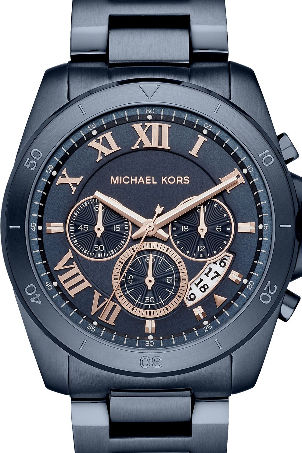 Michael Kors, Часовник BRECKEN с метална верижка тип гривна, Тъмносин ...