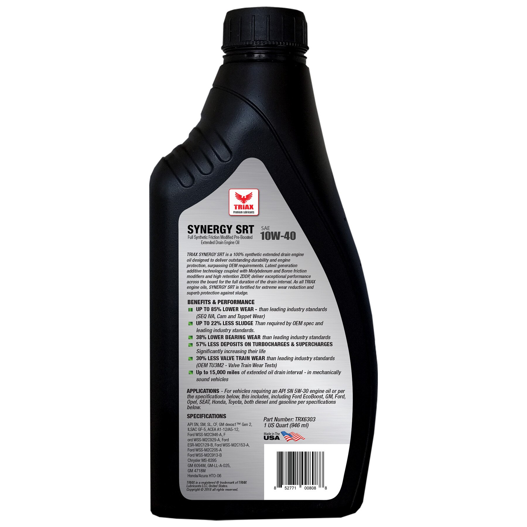 Ulei de motor full-sintetic TRIAX Synergy SRT Full Synthetic 10W-40 ...
