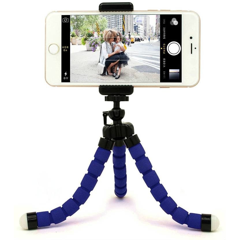 Mini trepied flexibil, reglabil 4 - 6 inch, albastru, pentru telefonul ...