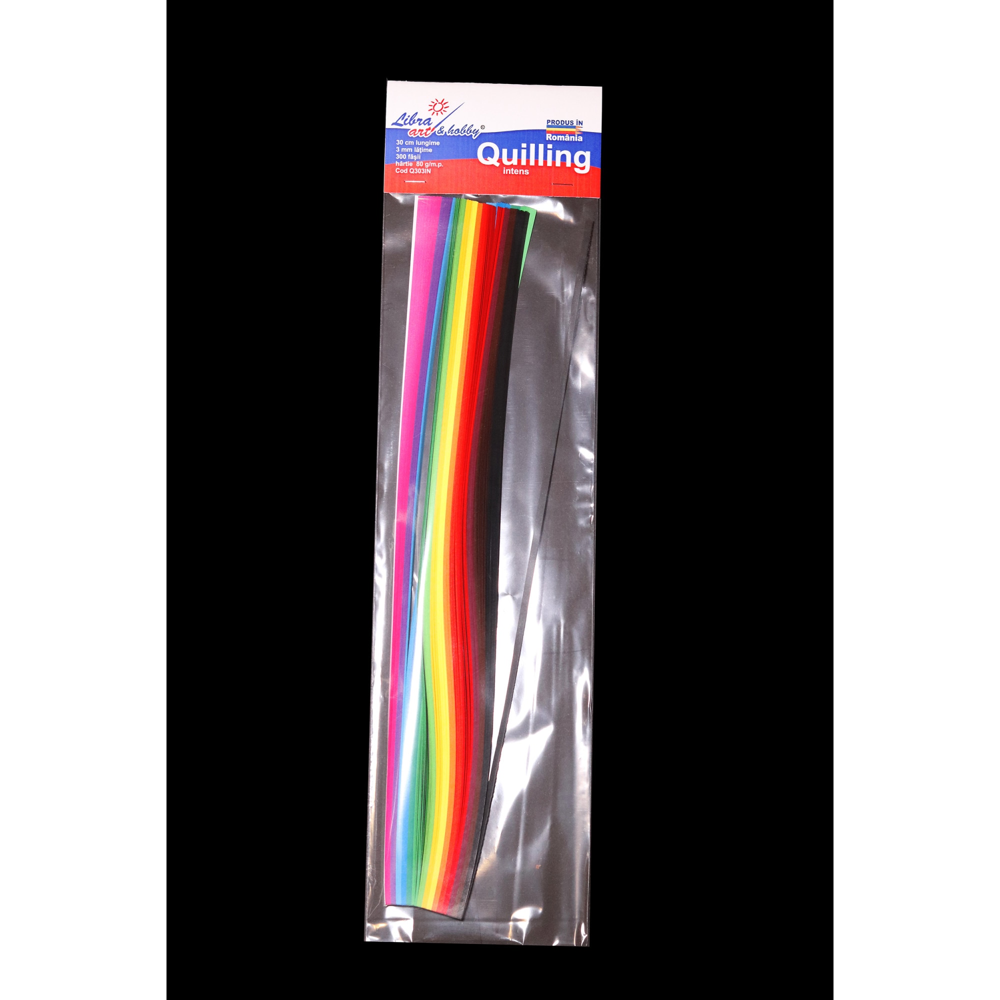 Hartie quilling 15 culori intense 30 cm lungime 3 mm latime 300 fasii ...